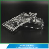 China Classic Glass Butter Dish with Crown Lid SM-0450-0 200ml Clear Handmade for sale