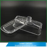 China Handmade Glass Butter Dish with Lid 20cm x 9.3cm High Transparency Wholesale SM-2080-0 for sale