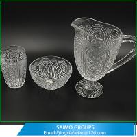 China SMG Glass Tumbler and Embossed Glass Pitcher - Clear Glassware with Custom Colors and 40-Day Delivery for sale