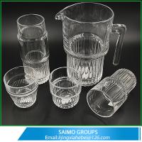 China Glass Set of 4 Ice Water Jar with Tumbler 300ml Clear Drinking Glassware for sale