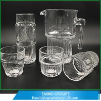 China Glass Set of 4 Ice Water Jar with Tumbler 300ml Clear Drinking Glassware for sale