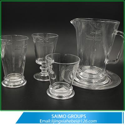 China Crystal Glass Red Wine Goblet 220ml Beer Dragonfly Relief Glass Cup Tea Pot Set for sale