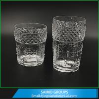 China Handmade Pressed Crystal Highball Glass Tumbler 350ml Food Safe Diamond Bling for sale