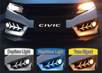 China Lamborghini Style Universal Fog Lamp Rear Bumper Led Lights For Honda New Civic 2016 2018 for sale