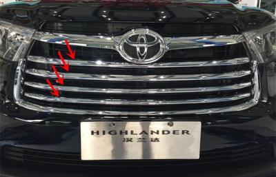 China Shining Chrome Auto Body Parts For Highlander 2014 2015 , Front Grille Garnish for sale
