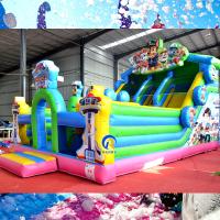China Adult Party Games Large PVC Paw Patrol Inflatable Jumping Castle Slide with Obstacle for sale