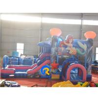 China Inflatable Ground Water Park with Slide Unisex Blue Mermaid Bounce House and Big Pool for sale