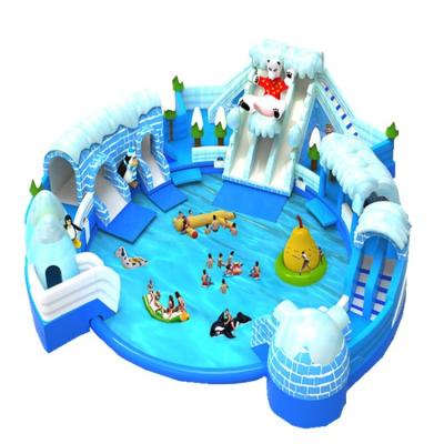China Customized Size White Polar Bear Amusement Water Park Bounce House Castle Slide Combo for sale