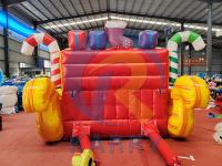 China Blower Included Commercial Pvc Inflatable Santa Sleigh Selfie With Reindeer for Party for sale