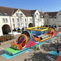 China 14 Years up Extra Long Inflatable Obstacle Course for Commercial Adults Outdoor Fun for sale