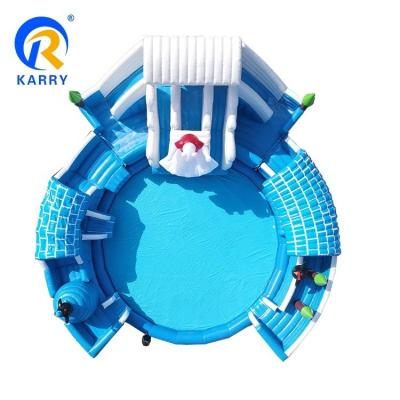 China Blower Included Polar Bear Theme Inflatable Water Park 15x15m Ideal for Summer Activities for sale