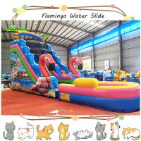 China Max Capacity 100-500kg Inflatable Water Slide with Pool and Exciting Flamingo Design for sale