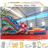 China Max Capacity 100-500kg Inflatable Water Slide with Pool and Exciting Flamingo Design for sale
