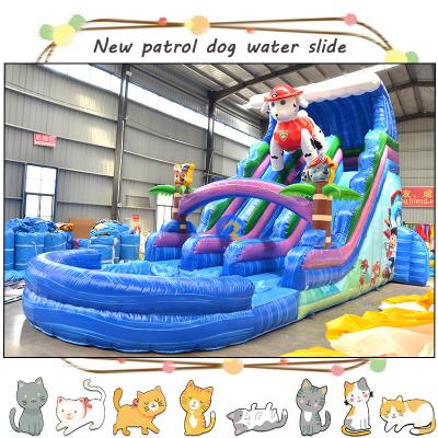 China Entertain Kids with 3D Paw-Patrols Inflatable Water Slide and Pool Double-lane Design for sale