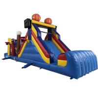 China Unisex Ball Sports Game Track Land Inflatable Obstacle Course with Bounce House and Slide for sale