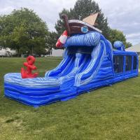 China Customized Logo Acceptable Small Boat Inflatable Obstacle Course Bouncy Castle for Fun for sale