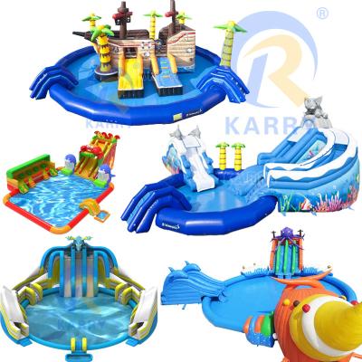 China Customizable Inflatable Water Park Water Mobile Land Park with Max Capacity 100-500kg for sale