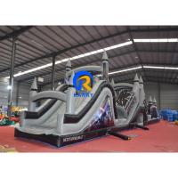 China Features PORTABLE Grey and Black Inflatable Obstacle Course with Blower 18x3.5m Customized for sale