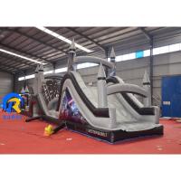 China Features PORTABLE Grey and Black Inflatable Obstacle Course with Blower 18x3.5m Customized for sale