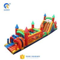 China Features PORTABLE Grey and Black Inflatable Obstacle Course with Blower 18x3.5m Customized for sale