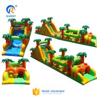 China Features PORTABLE Grey and Black Inflatable Obstacle Course with Blower 18x3.5m Customized for sale