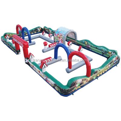 China Kids' Favorite Commercial Custom Large Inflatable Go Kart Track for Kids' Sports Games for sale