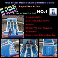China Double Lane White Bounce House Tractor Air Bouncer Inflatable Water Slide Ready to Ship for sale