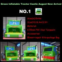 China Double Lane White Bounce House Tractor Air Bouncer Inflatable Water Slide Ready to Ship for sale