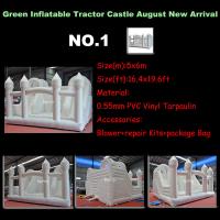 China Double Lane White Bounce House Tractor Air Bouncer Inflatable Water Slide Ready to Ship for sale