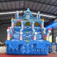 China Inflatable Pool Slides for Kids Double-Lane Shark Design Commercial PVC Water Slide for sale