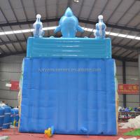 China Inflatable Pool Slides for Kids Double-Lane Shark Design Commercial PVC Water Slide for sale