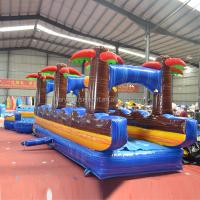 China Inflatable Blue Tropical Palm Trees Marble Water Slide Perfect for Commercial Rental for sale