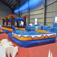 China Inflatable Blue Tropical Palm Trees Marble Water Slide Perfect for Commercial Rental for sale