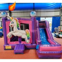China Customized Color Unicorn Inflatable Castles Combo for Parties and Events for sale