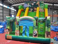 China Indoor and Outdoor Fun 2024 PVC Jungle Animal Double-Lane Inflatable Wet and Dry Slide for sale