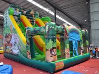 China Indoor and Outdoor Fun 2024 PVC Jungle Animal Double-Lane Inflatable Wet and Dry Slide for sale
