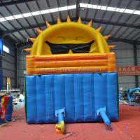 China Double Lane Beach N Sun Inflatable Water Slide Popular Tropical Palm Tree Design for sale