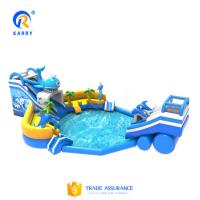 China Exciting Outdoor Water Park with Large Inflatable Dolphin Slide and Crazy Shark Pool for sale