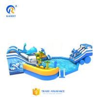 China Exciting Outdoor Water Park with Large Inflatable Dolphin Slide and Crazy Shark Pool for sale