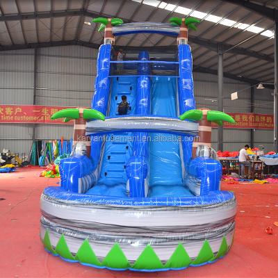 China Digital Printing Commercial Grade PVC Tarpaulin Inflatable Water Slide with Kid Play Pool for sale