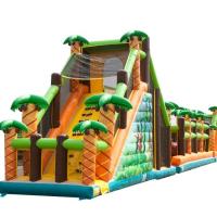 China Long Massive Games Inflatable Obstacle Course for Adults and Kids in Jungle for sale