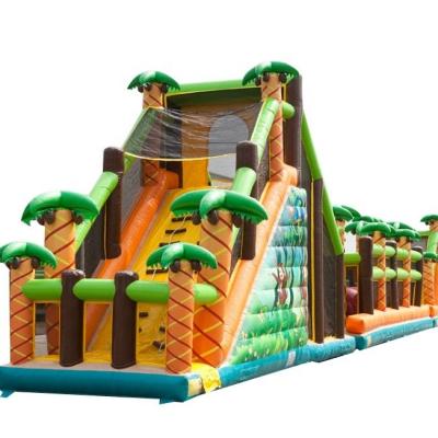 China Long Massive Games Inflatable Obstacle Course for Adults and Kids in Jungle for sale