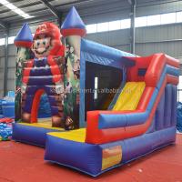 China 0.55mm PVC Vinyl Tarpaulin Inflatable Mario Bounce House Combo Castle Slide with Blower for sale
