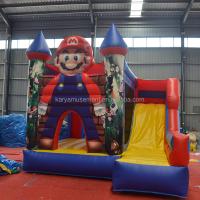 China 0.55mm PVC Vinyl Tarpaulin Inflatable Mario Bounce House Combo Castle Slide with Blower for sale