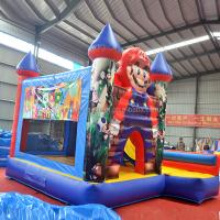 China 0.55mm PVC Vinyl Tarpaulin Inflatable Mario Bounce House Combo Castle Slide with Blower for sale