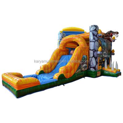 China Features PORTABLE Inflatable Jungle Dino Bouncer House with Slide and Unisex Design for sale