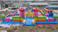 China Blower Included Inflatable Obstacle Course Fun City with Climbing Stair and Slide for sale