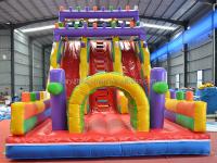 China 19ft Wide 2-Lane Inflatable Building Block Wet and Dry Slide for Kids Park Party Outdoor for sale