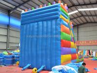 China 19ft Wide 2-Lane Inflatable Building Block Wet and Dry Slide for Kids Park Party Outdoor for sale