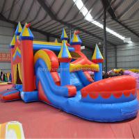 China 14 Years up Commercial Macaron-themed Inflatable Bounce House with Slide Pool and Blower for sale
